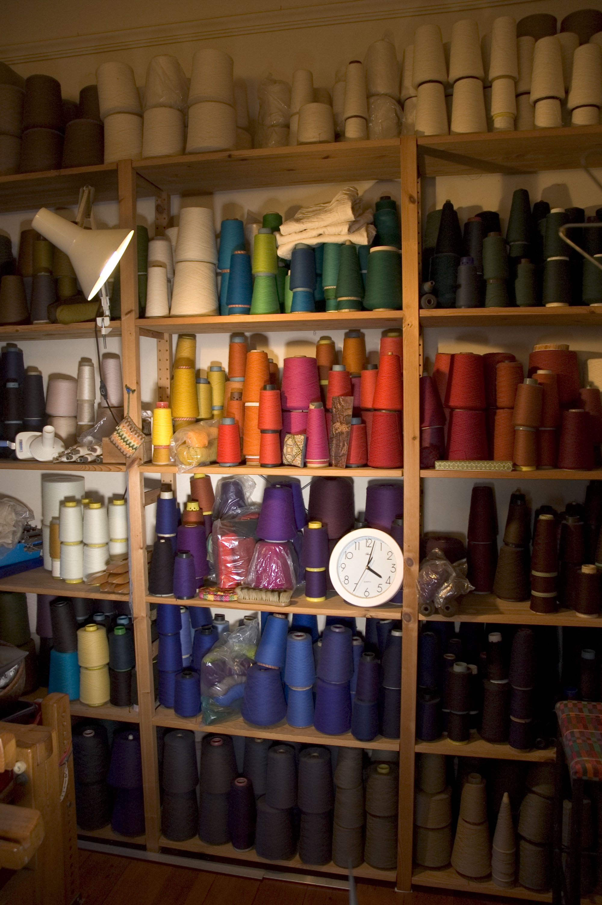 2013 Studio yarn shelves. Photo Ian hobbs